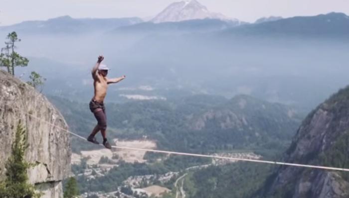 Man almost falls 950ft to his death during wire walk | FIVEaa